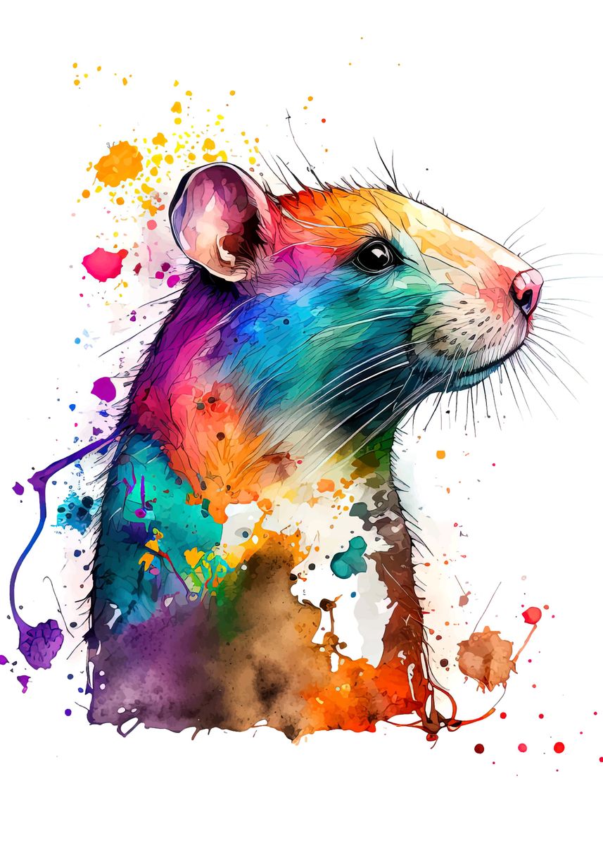 'Watercolor Rat Painting' Poster, picture, metal print, paint by Neo ...