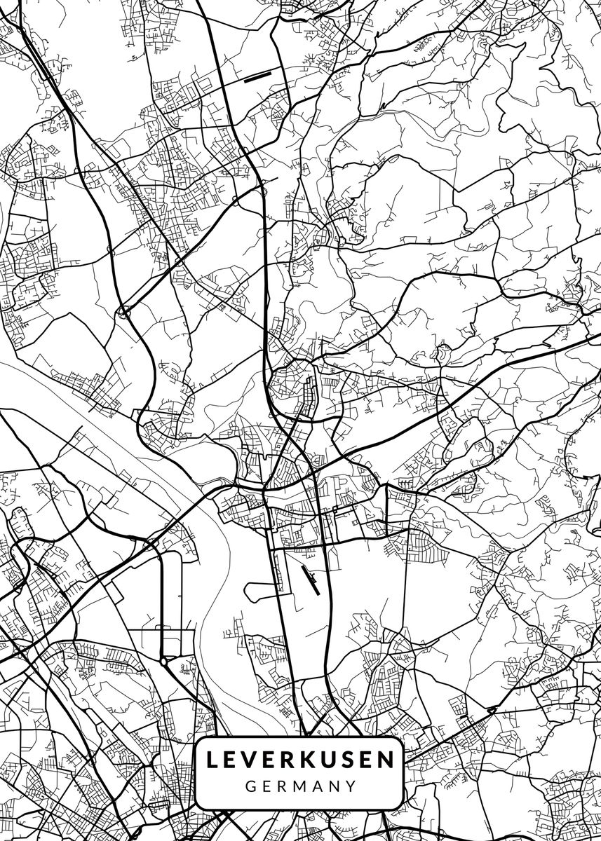 'Leverkusen Map City' Poster, picture, metal print, paint by Raka ...
