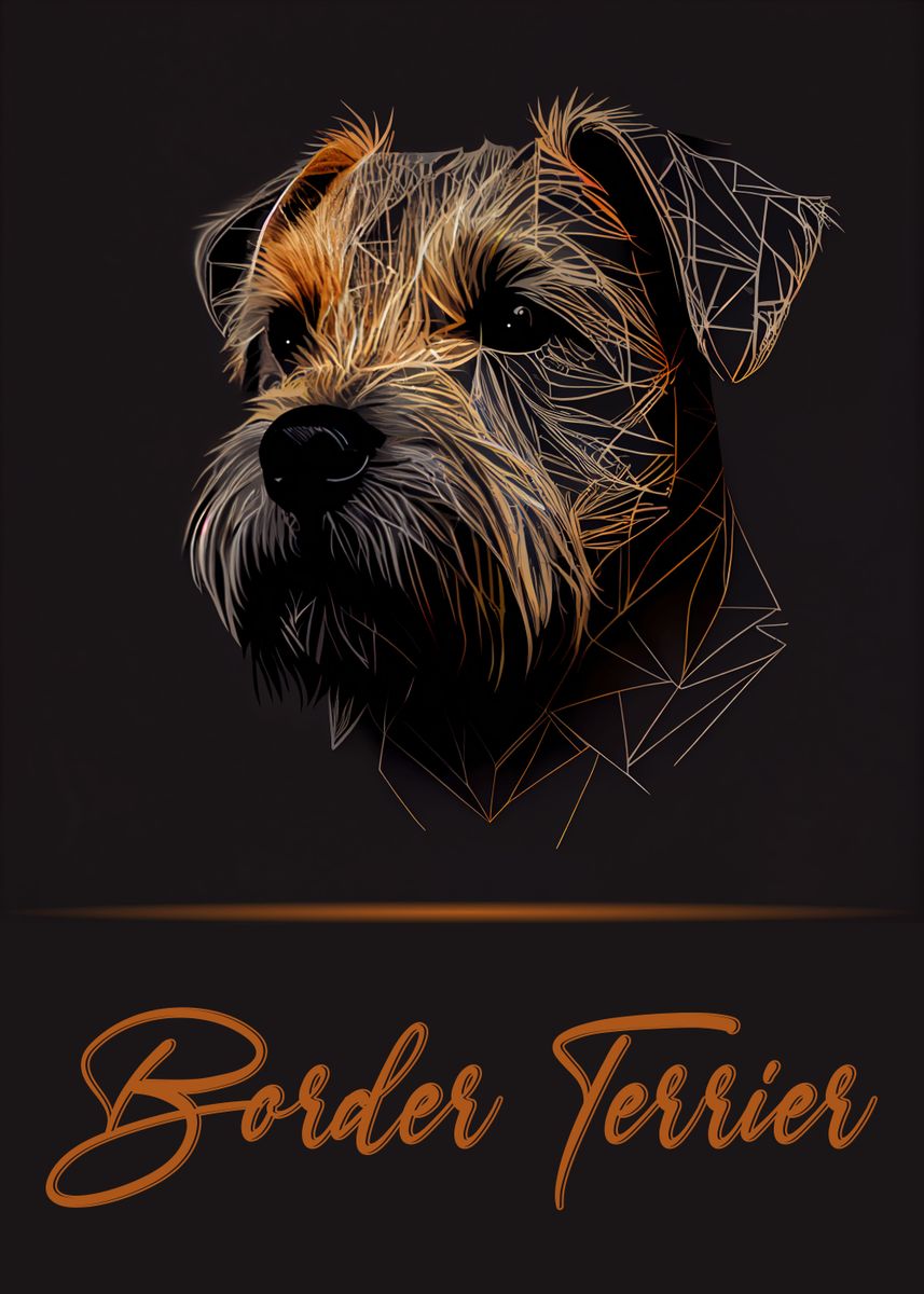 'Border Terrier Portrait' Poster, picture, metal print, paint by Artistic Paradigms | Displate