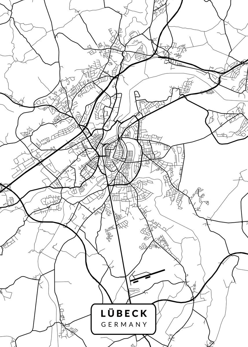 'lubeck City Map ' Poster, picture, metal print, paint by Raka ...