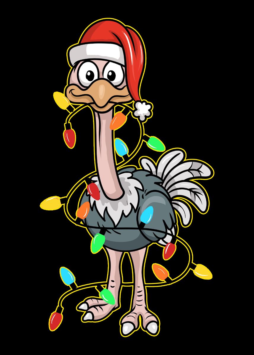 'Ostrich Christmas Deko' Poster, picture, metal print, paint by Hexor ...