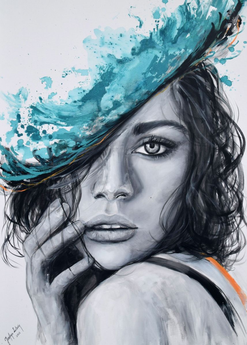 'Abstract Sea Girl Portrait' Poster, picture, metal print, paint by ...