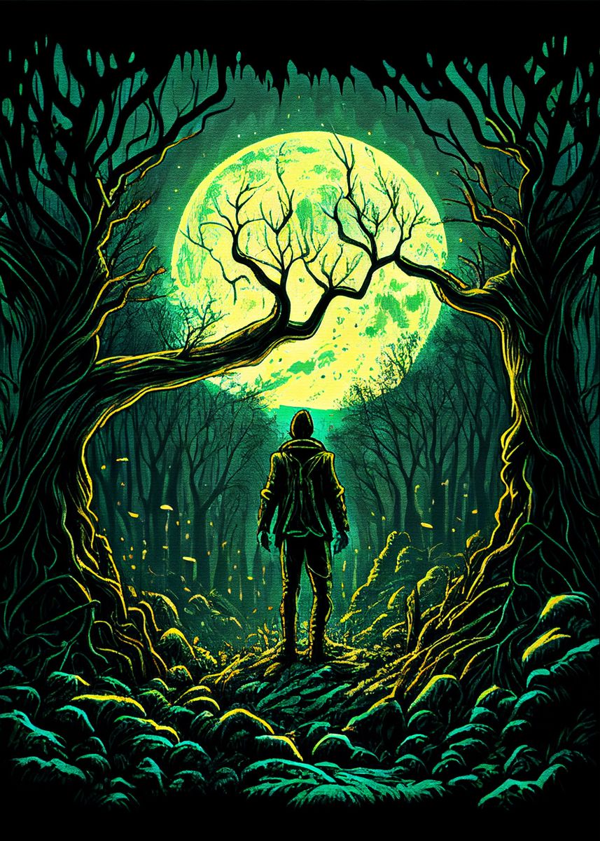 'Green scary forest' Poster, picture, metal print, paint by Coffee ...