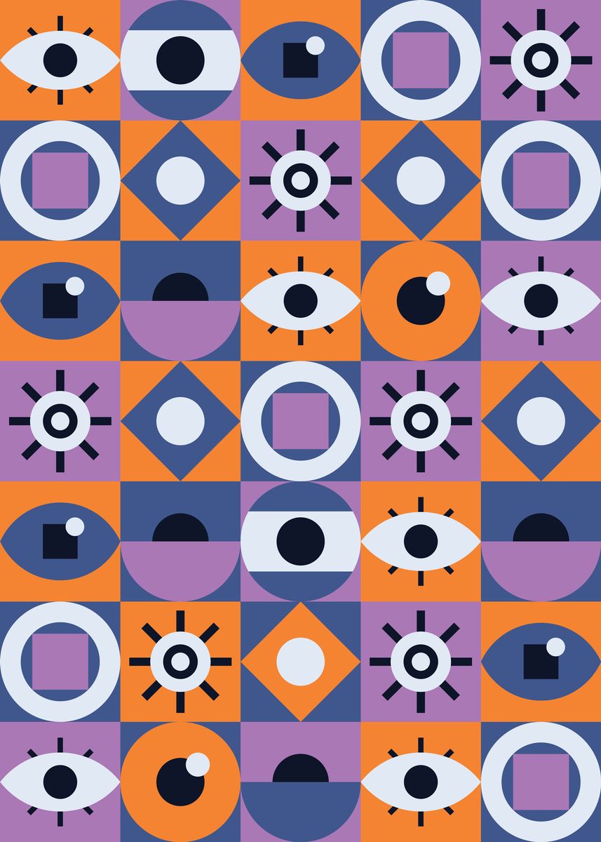 'Geometric eyes' Poster, picture, metal print, paint by KurArt | Displate