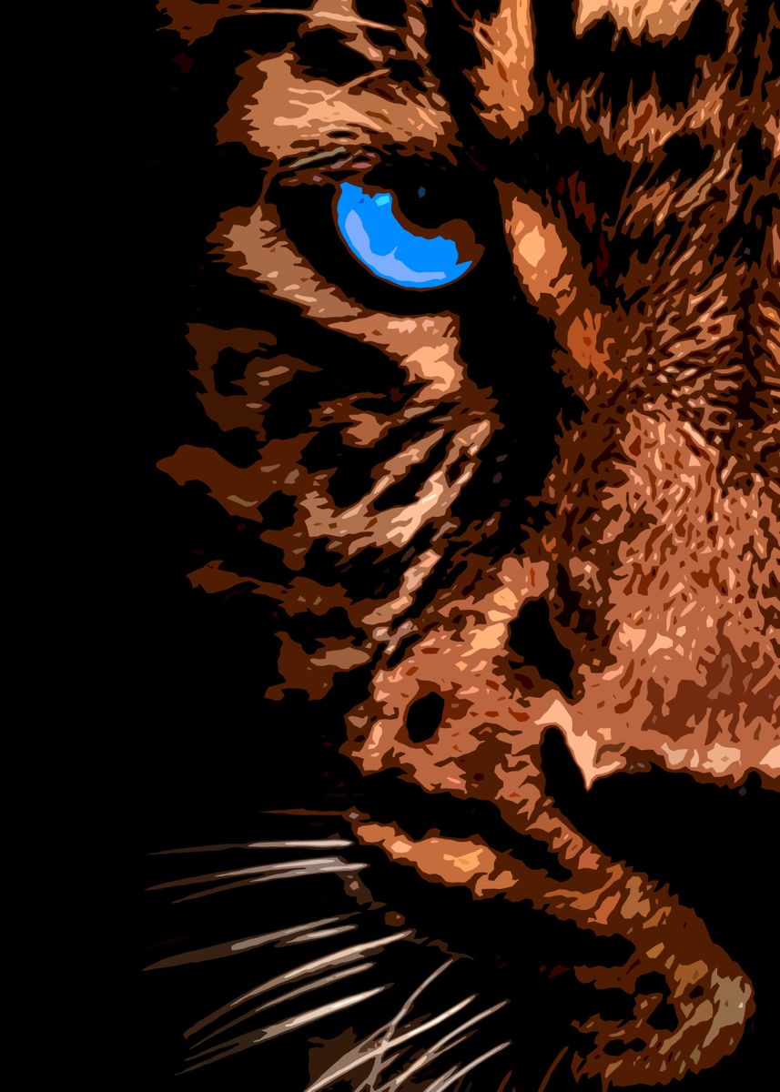 'tiger face ' Poster, picture, metal print, paint by Bams Sitoro | Displate