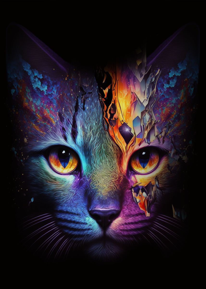 'Abstract Cat Surreal Cat' Poster by FavoritePlates | Displate