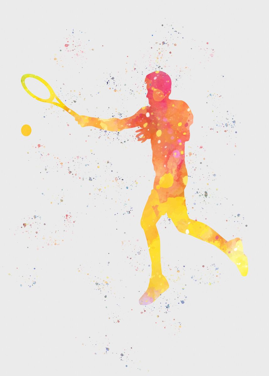 'Colorful Tennis Silhouette' Poster, picture, metal print, paint by ...
