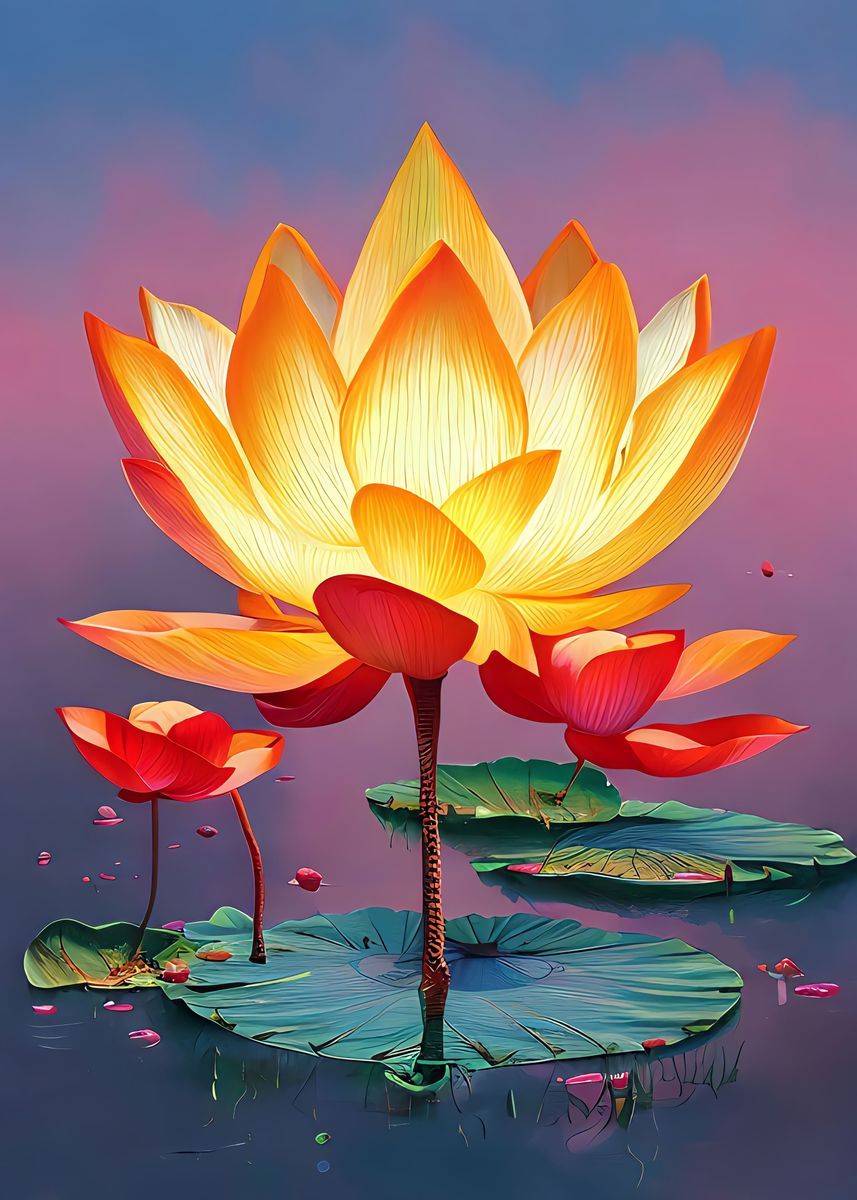 'Lotus Flower Paintings' Poster, picture, metal print, paint by Alex ...