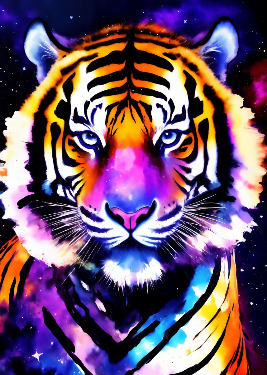 'Galactic Tiger' Poster, picture, metal print, paint by Garyck Arntzen ...