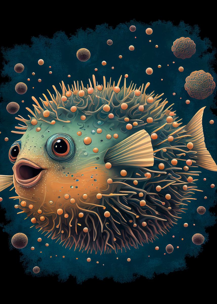 'Pufferfish Animal Fish' Poster, picture, metal print, paint by ...
