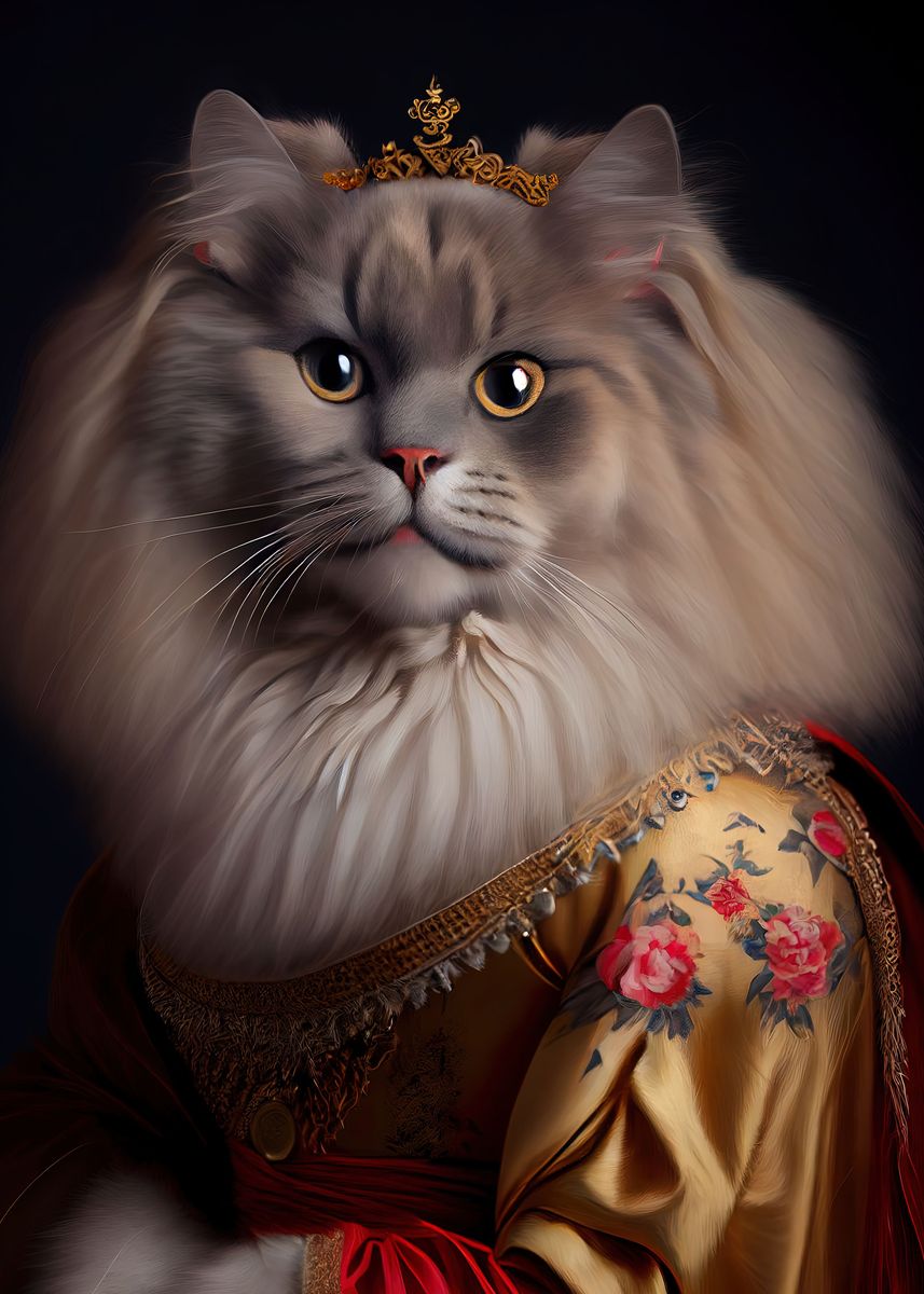 'British Longhair Queen Cat' Poster, picture, metal print, paint by ...
