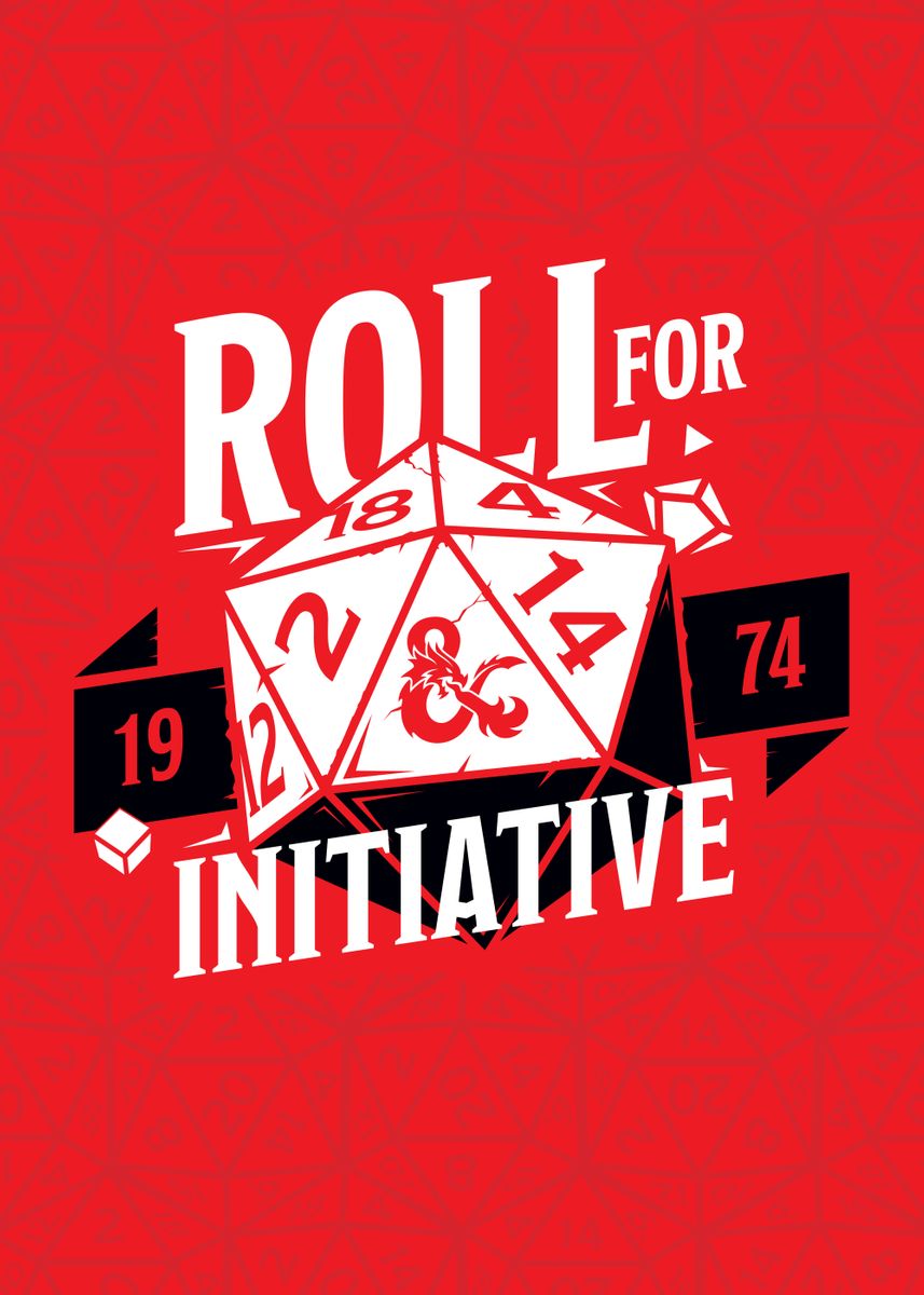 'Roll for initiative 1974' Poster, picture, metal print, paint by ...