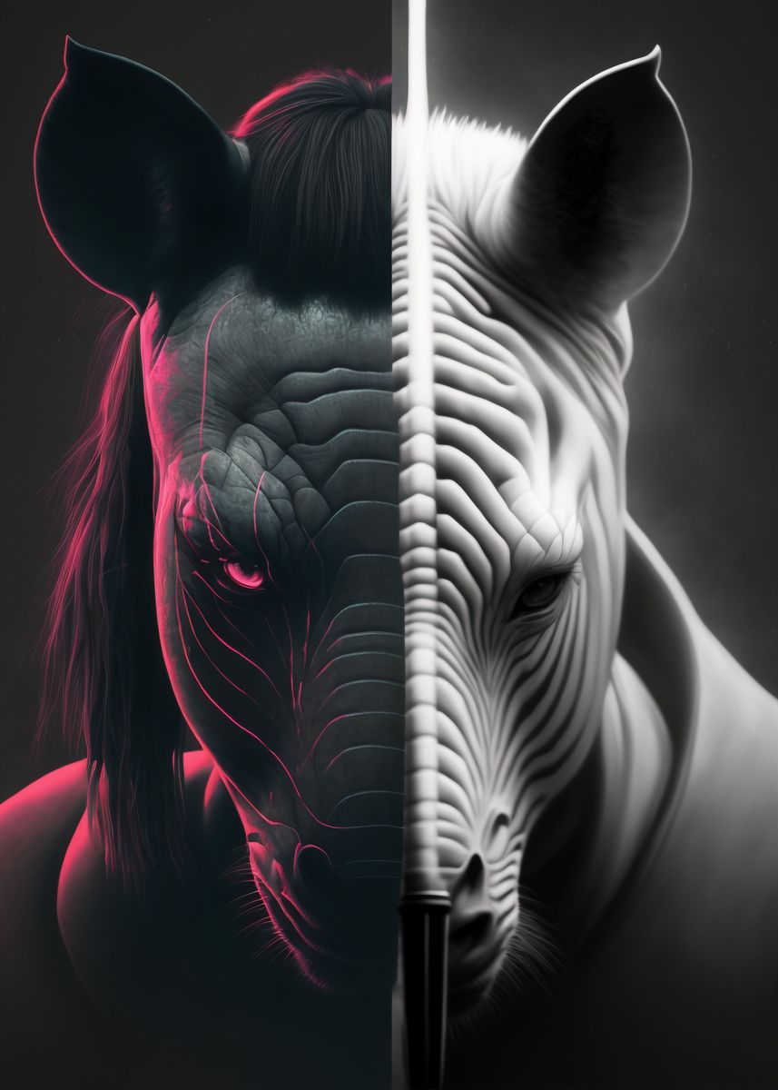 'Horse and Zebra Samurai' Poster, picture, metal print, paint by ...