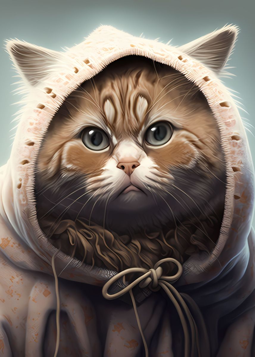 'Grumpy cat with hoodie' Poster, picture, metal print, paint by ...