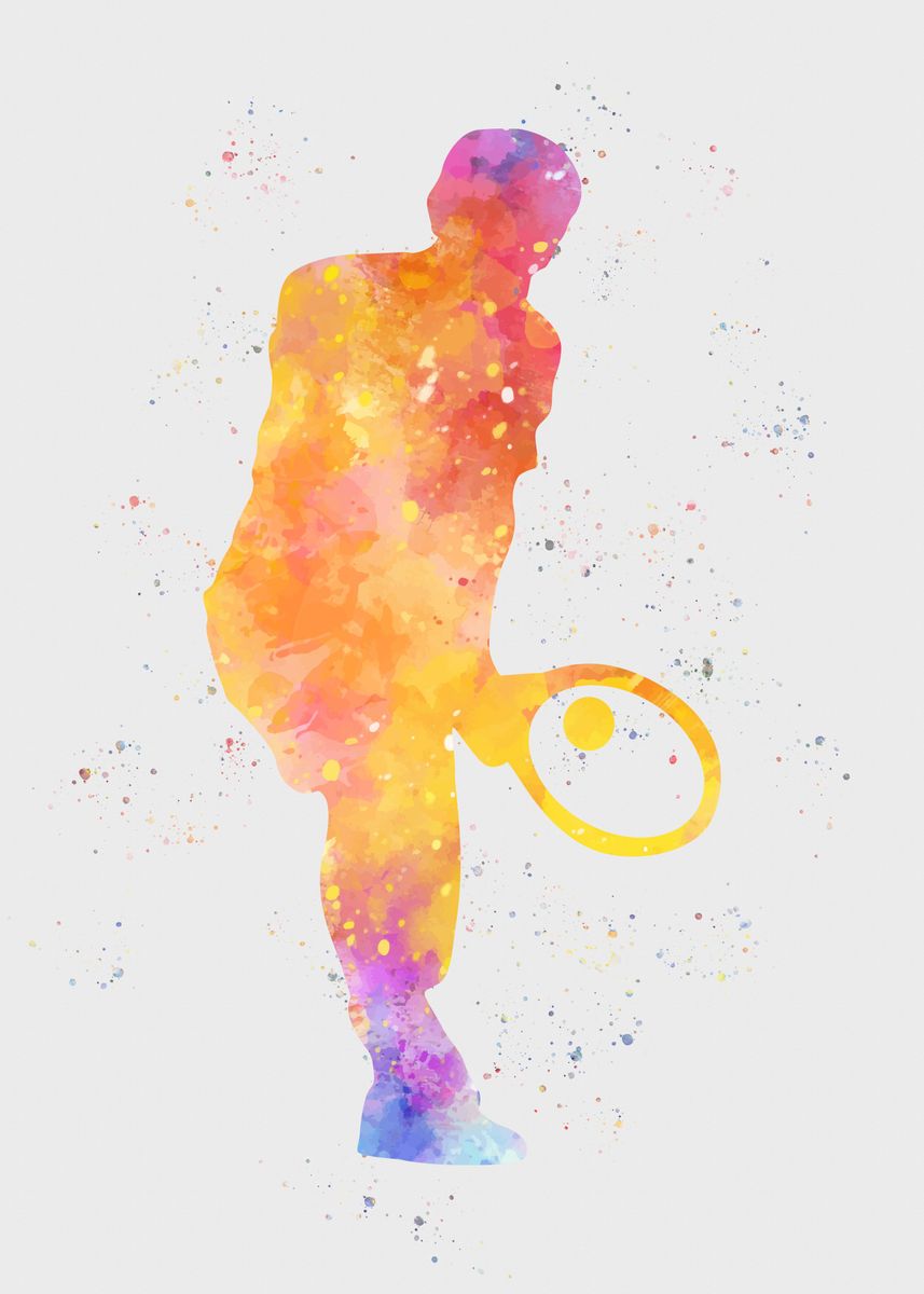 'Colorful Tennis Silhouette' Poster, picture, metal print, paint by ...