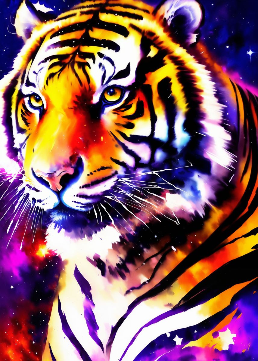 'Galactic Tiger 2' Poster, picture, metal print, paint by Garyck ...