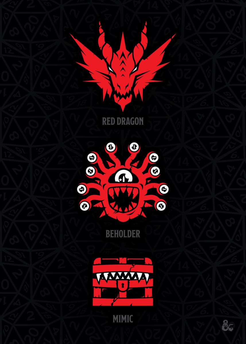 'Iconic Monsters' Poster, picture, metal print, paint by Dungeons and ...