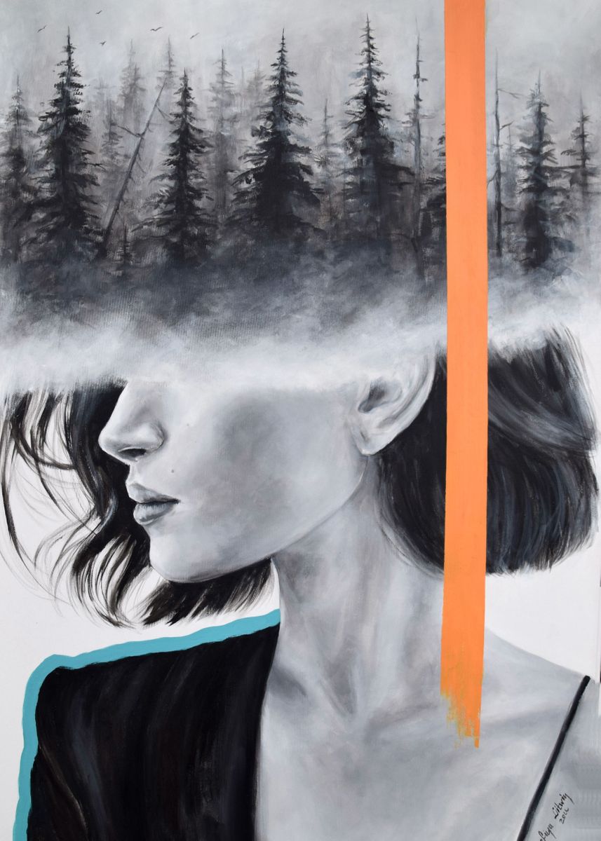 'Modern abstract portrait' Poster, picture, metal print, paint by ...