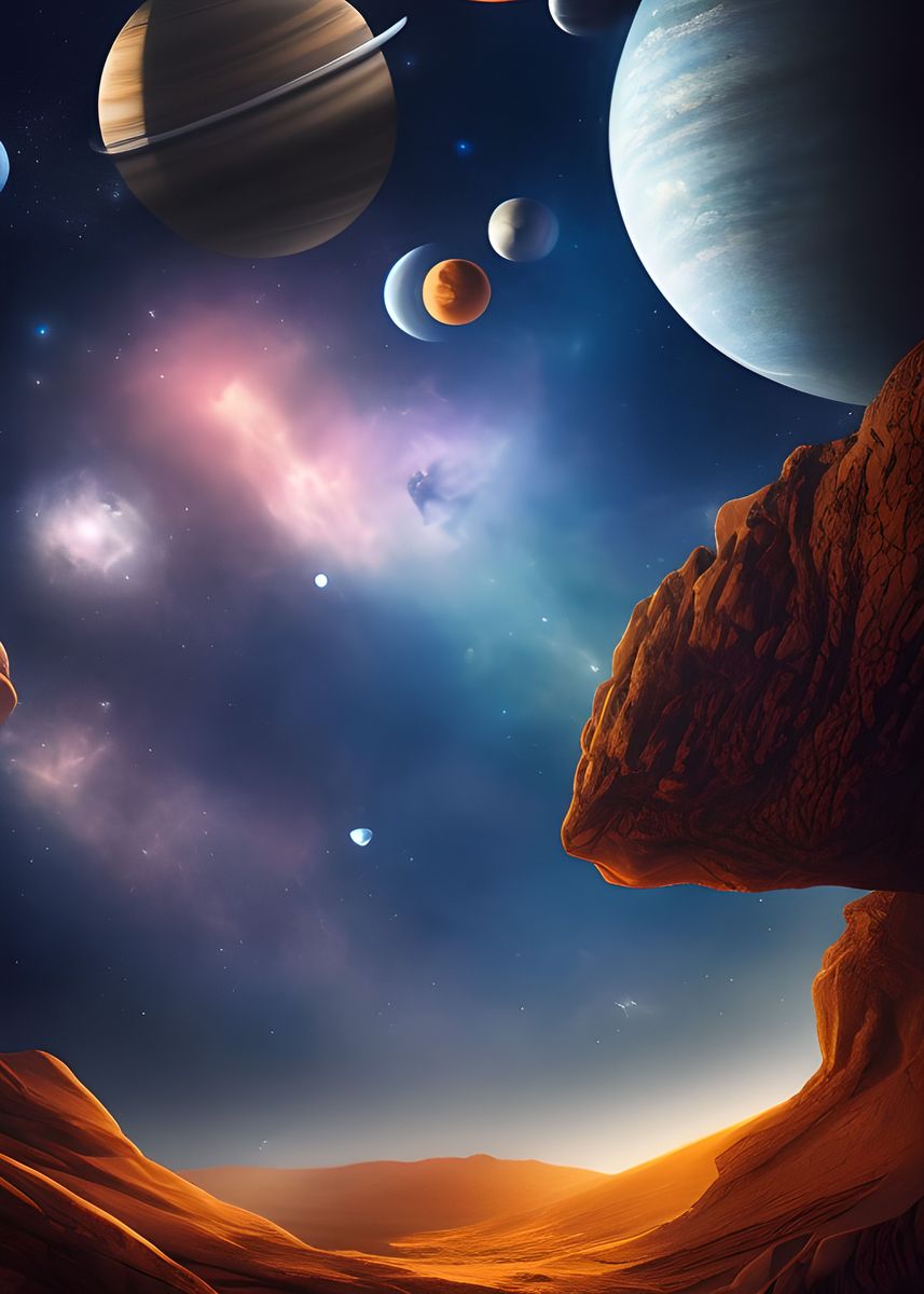 'Desert and Space' Poster, picture, metal print, paint by Mappingz ...