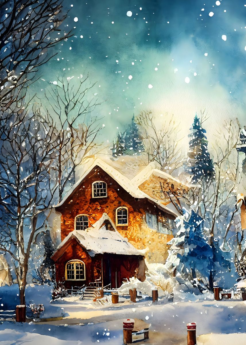 'Watercolor Winter' Poster, picture, metal print, paint by Fasn Designs ...