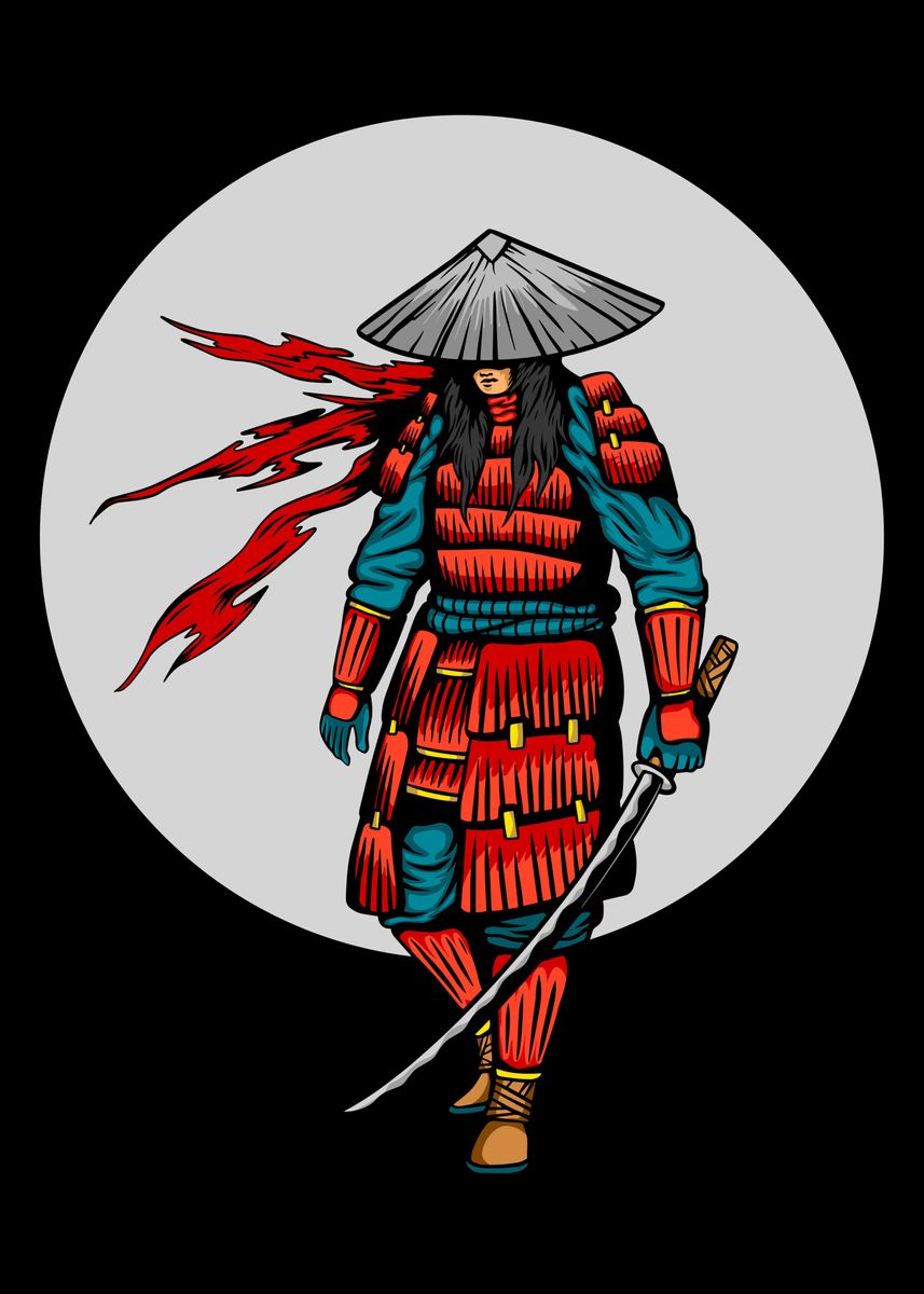 'Samurai' Poster, picture, metal print, paint by Cool Till Death | Displate