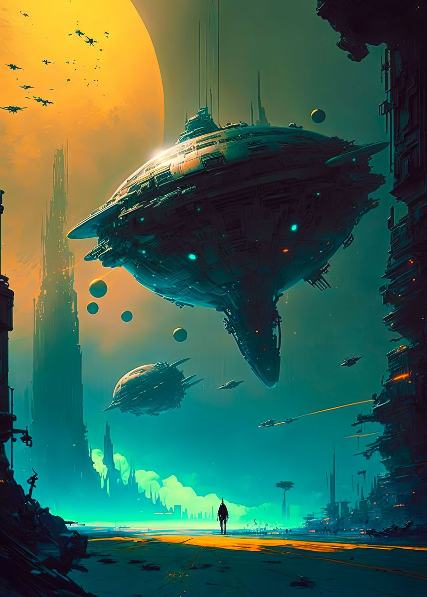 'Future City Alien Planet' Poster, picture, metal print, paint by Sigma ...