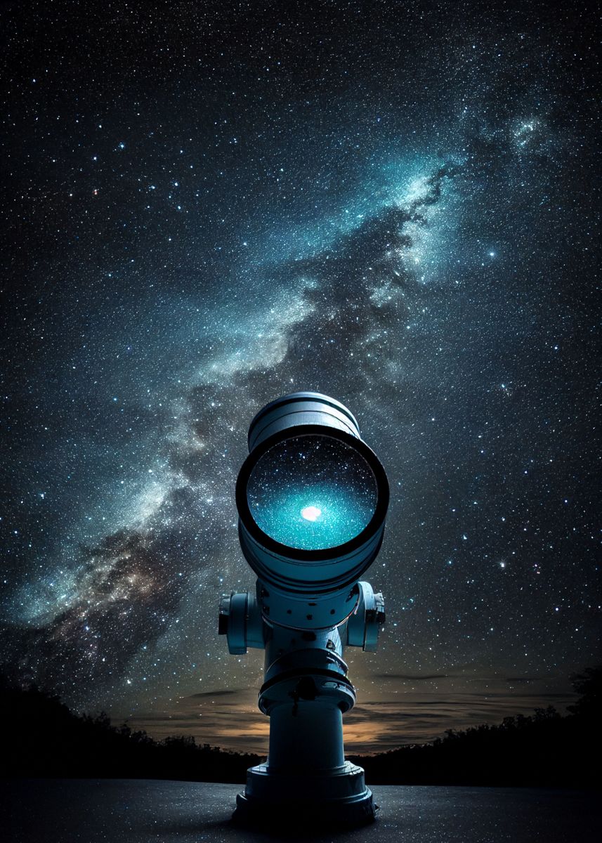 'Telescope Night Sky' Poster, picture, metal print, paint by Media ...