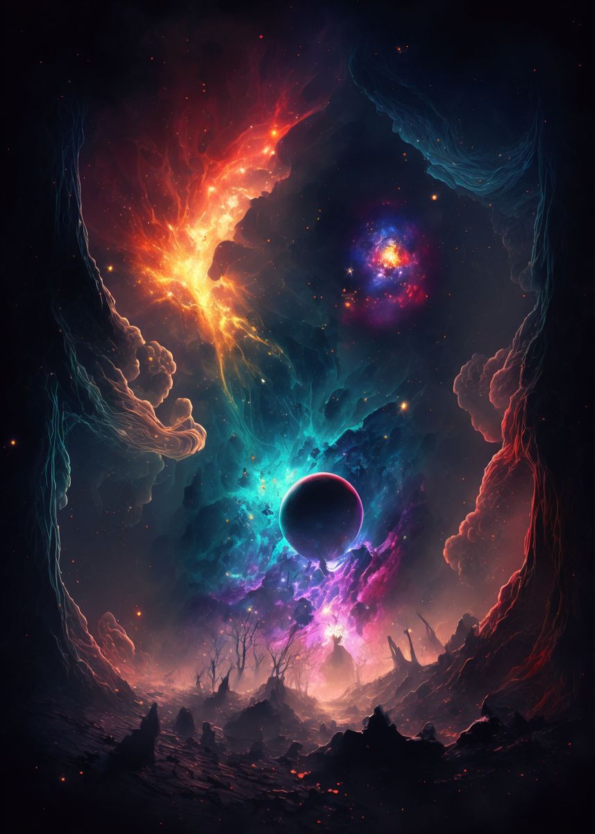 'Collapsion of Planets 1' Poster, picture, metal print, paint by ...