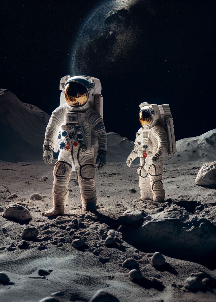 'Famous Astronaut Landing' Poster, picture, metal print, paint by Media ...