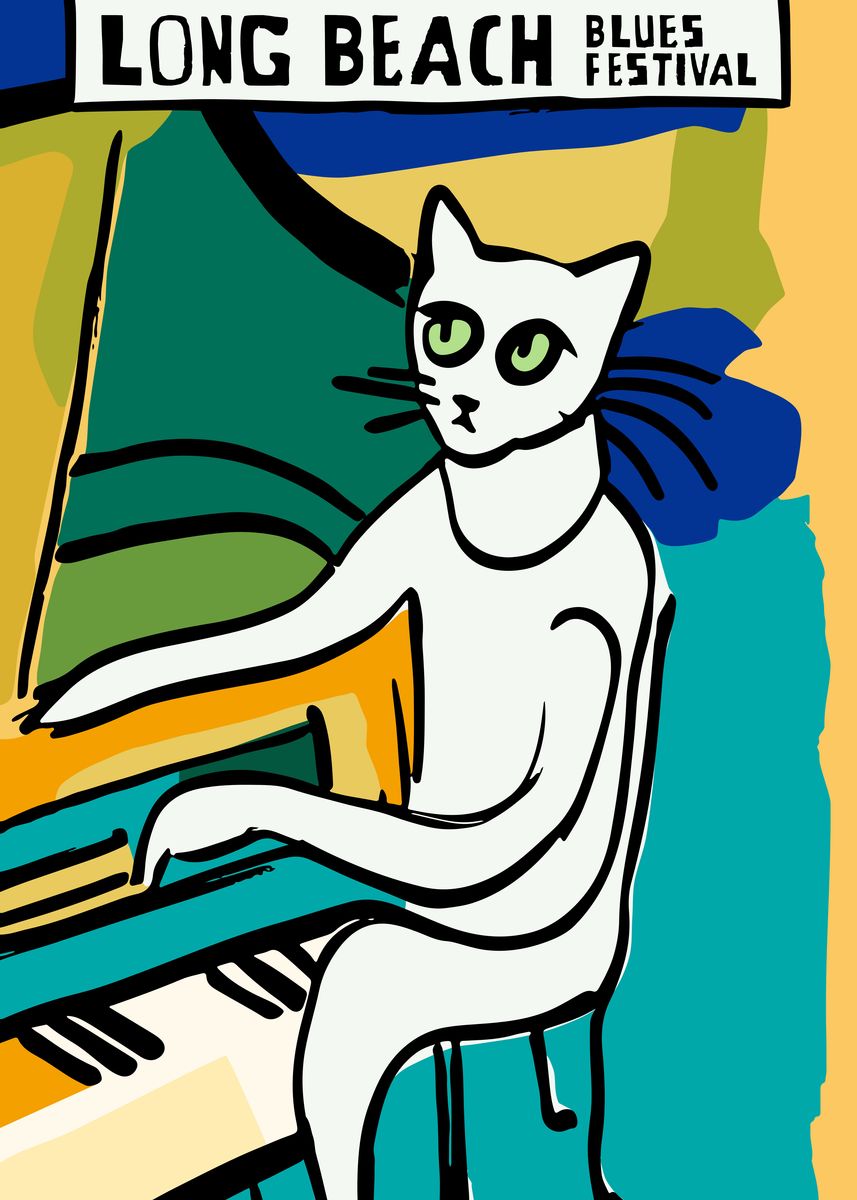 'Long Beach Jazz Festival' Poster, picture, metal print, paint by BluePinkPanther | Displate