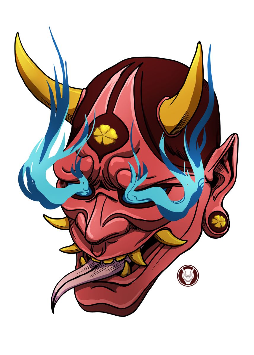 'Japanese Hannya Mask' Poster, picture, metal print, paint by Atanas ...