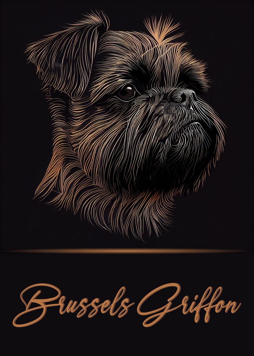 'Elegant Brussels Griffon' Poster, picture, metal print, paint by Artistic Paradigms | Displate