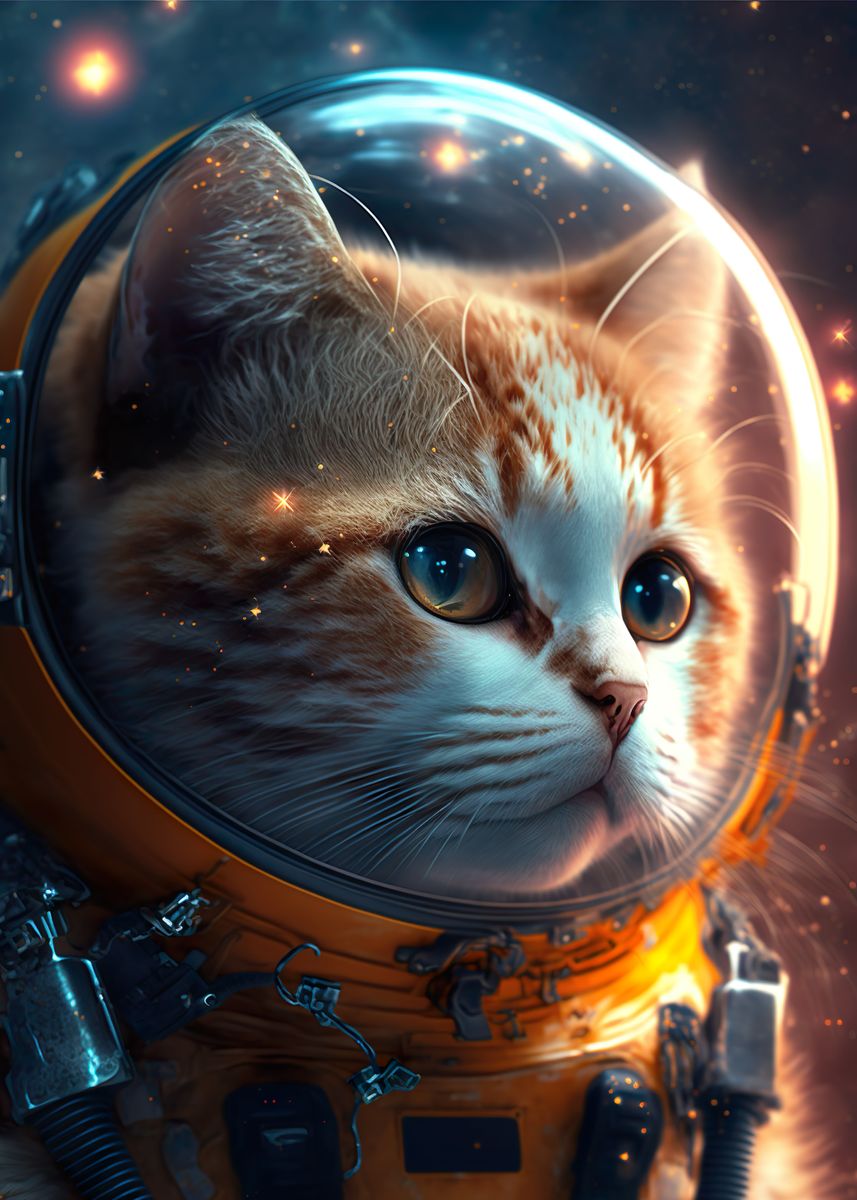 'Space Cat' Poster, picture, metal print, paint by Dennex Designs ...