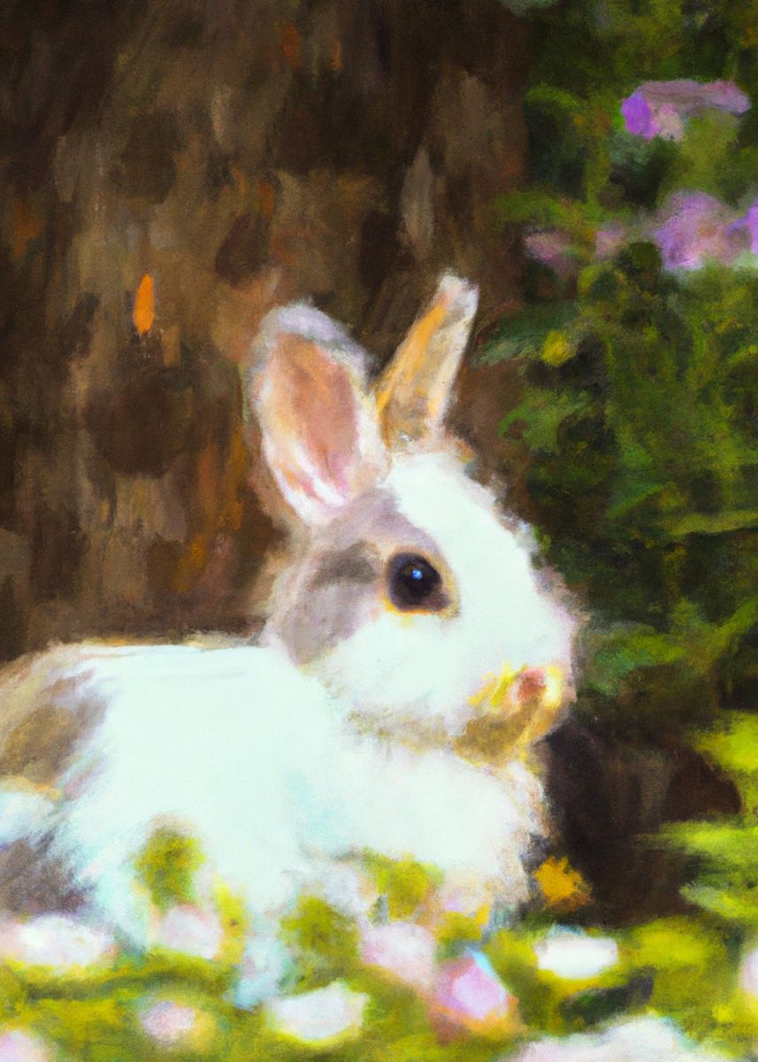 'Fantasy Bunny 05' Poster, picture, metal print, paint by Leo | Displate