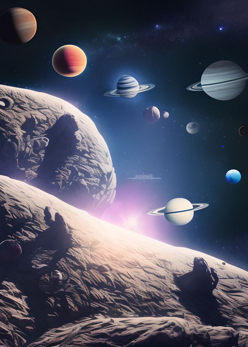 'Asteroids and planets' Poster, picture, metal print, paint by Mappingz ...