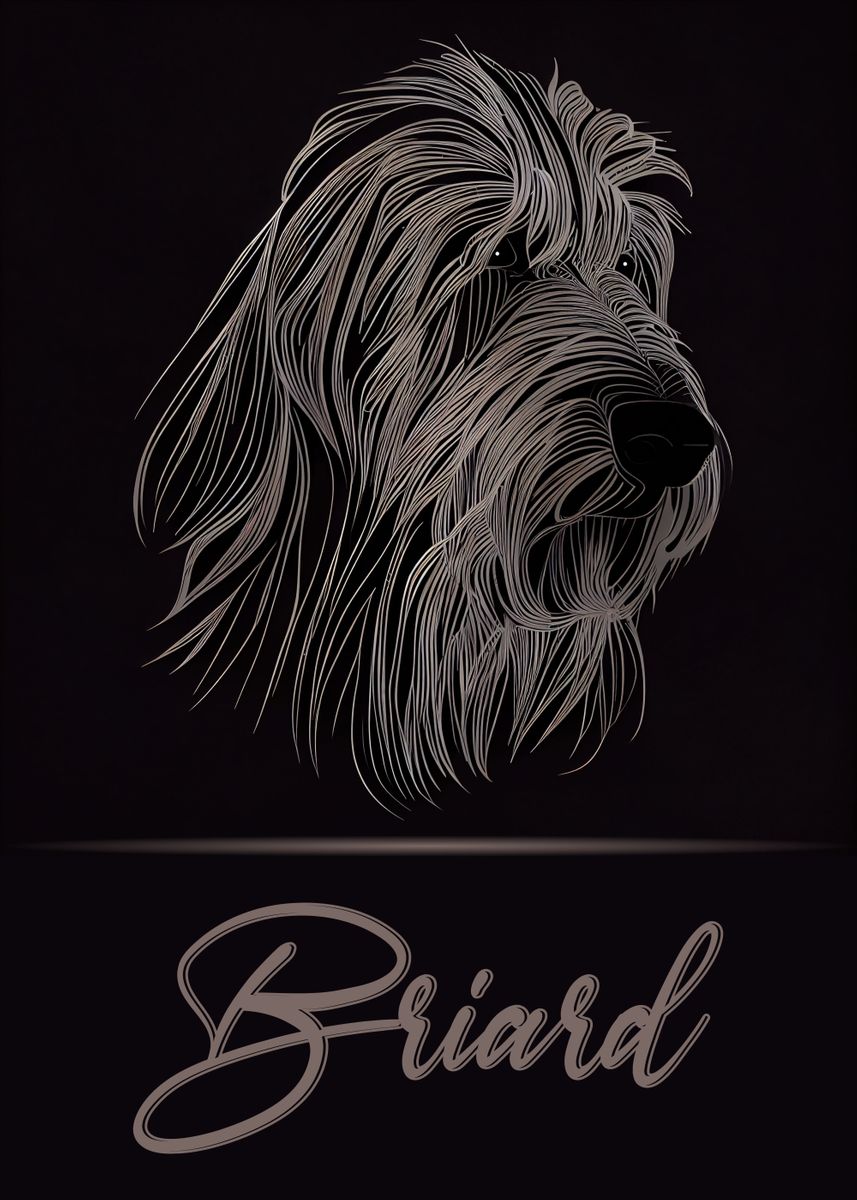 'Briard Portrait' Poster, picture, metal print, paint by Artistic Paradigms | Displate