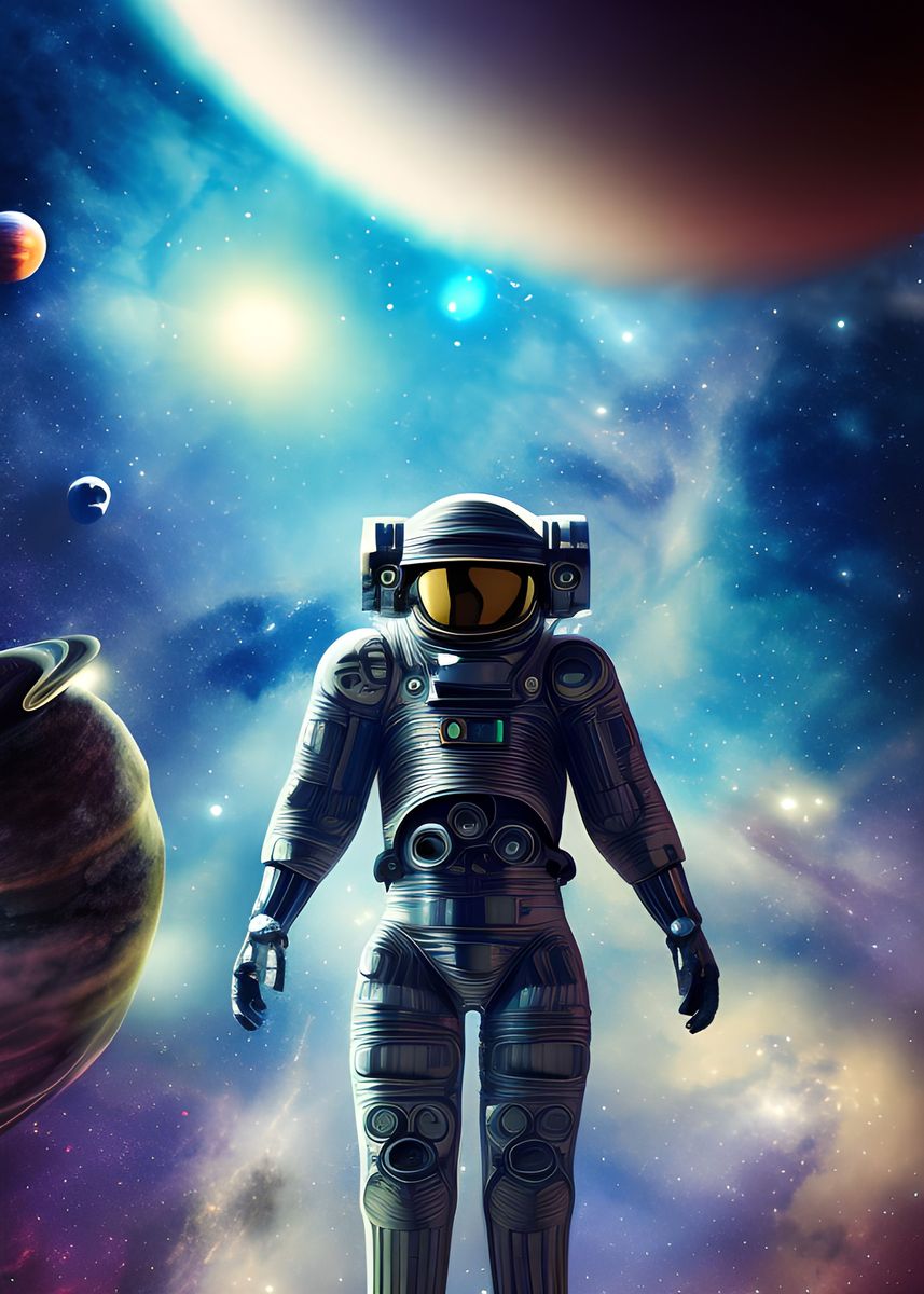 'Cosmonaut in Space' Poster, picture, metal print, paint by Mappingz ...