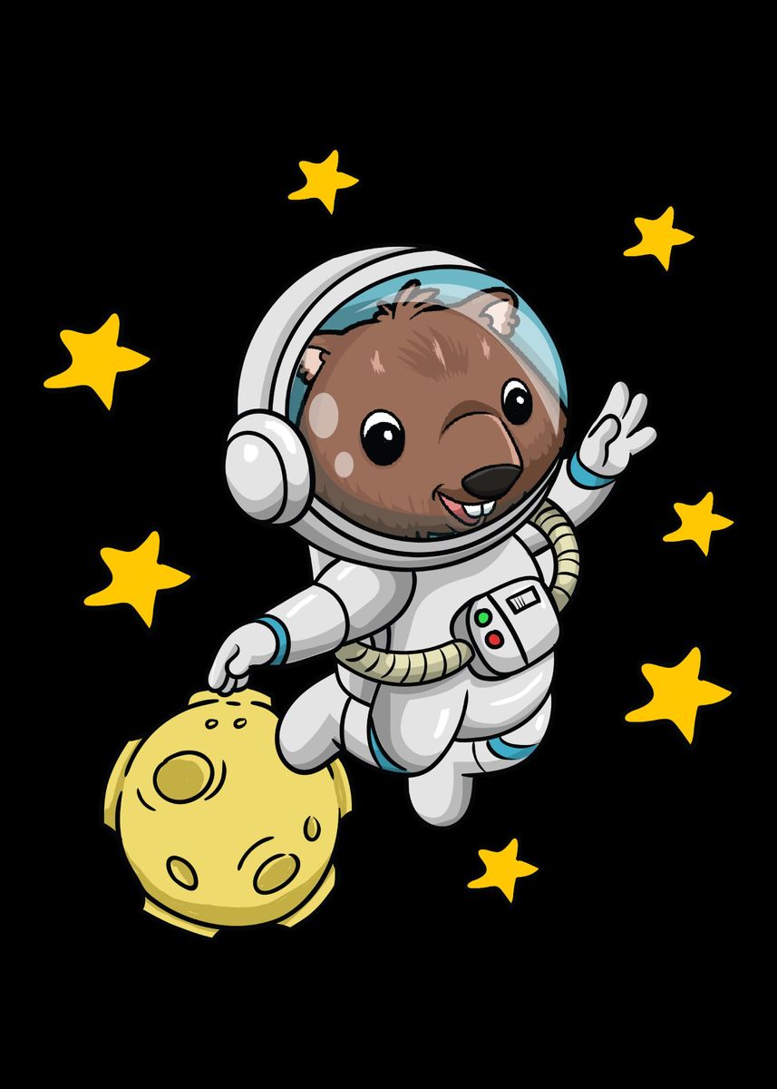 'Wombat Space Astronaut' Poster, picture, metal print, paint by Hexor ...