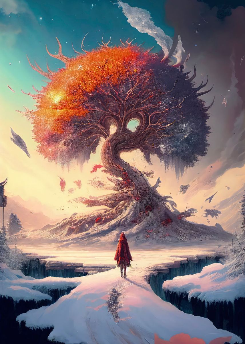 'Snowy Magic Tree' Poster, picture, metal print, paint by Stephen ...