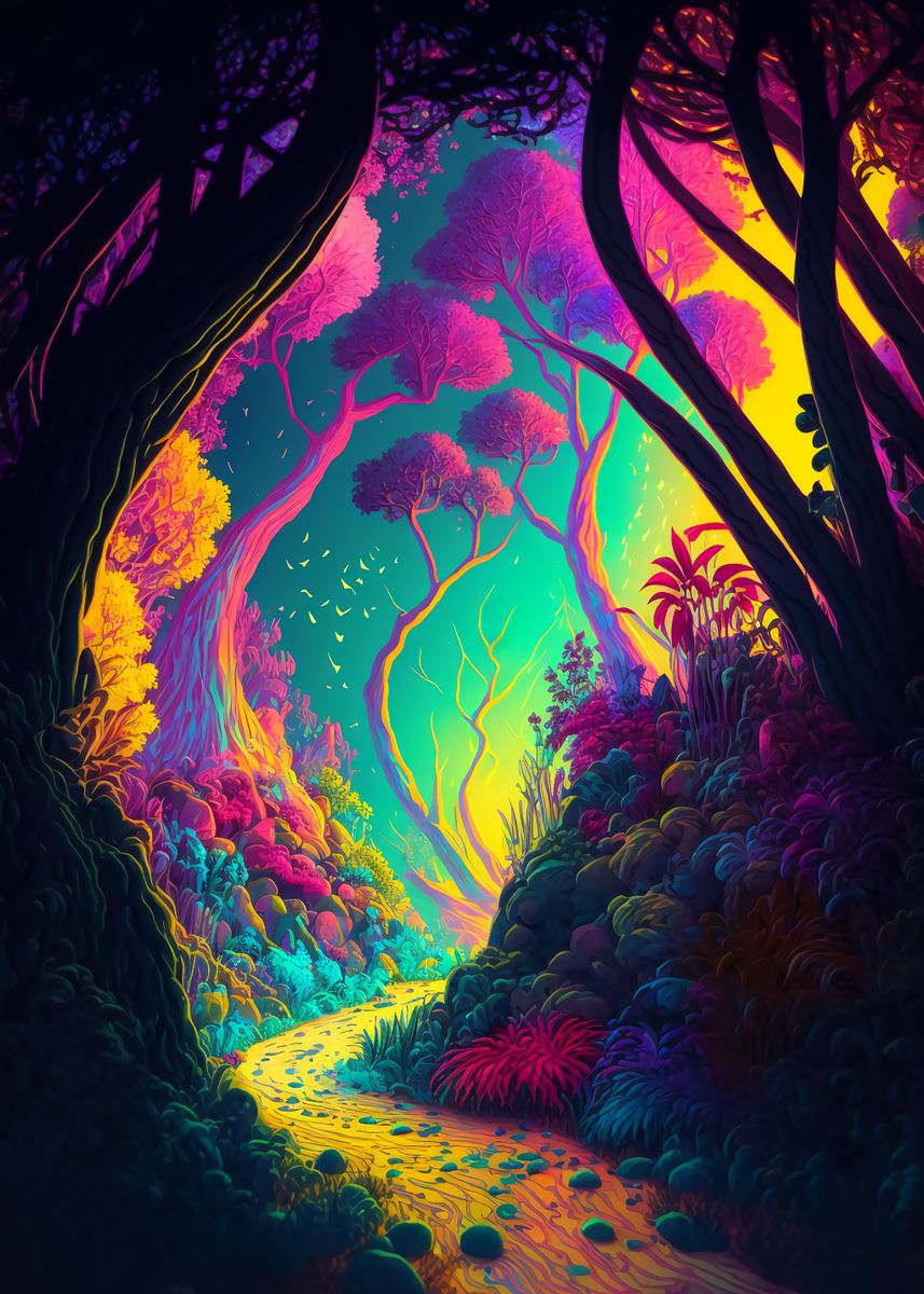 'Fantasy World Forest' Poster, picture, metal print, paint by WITS ...