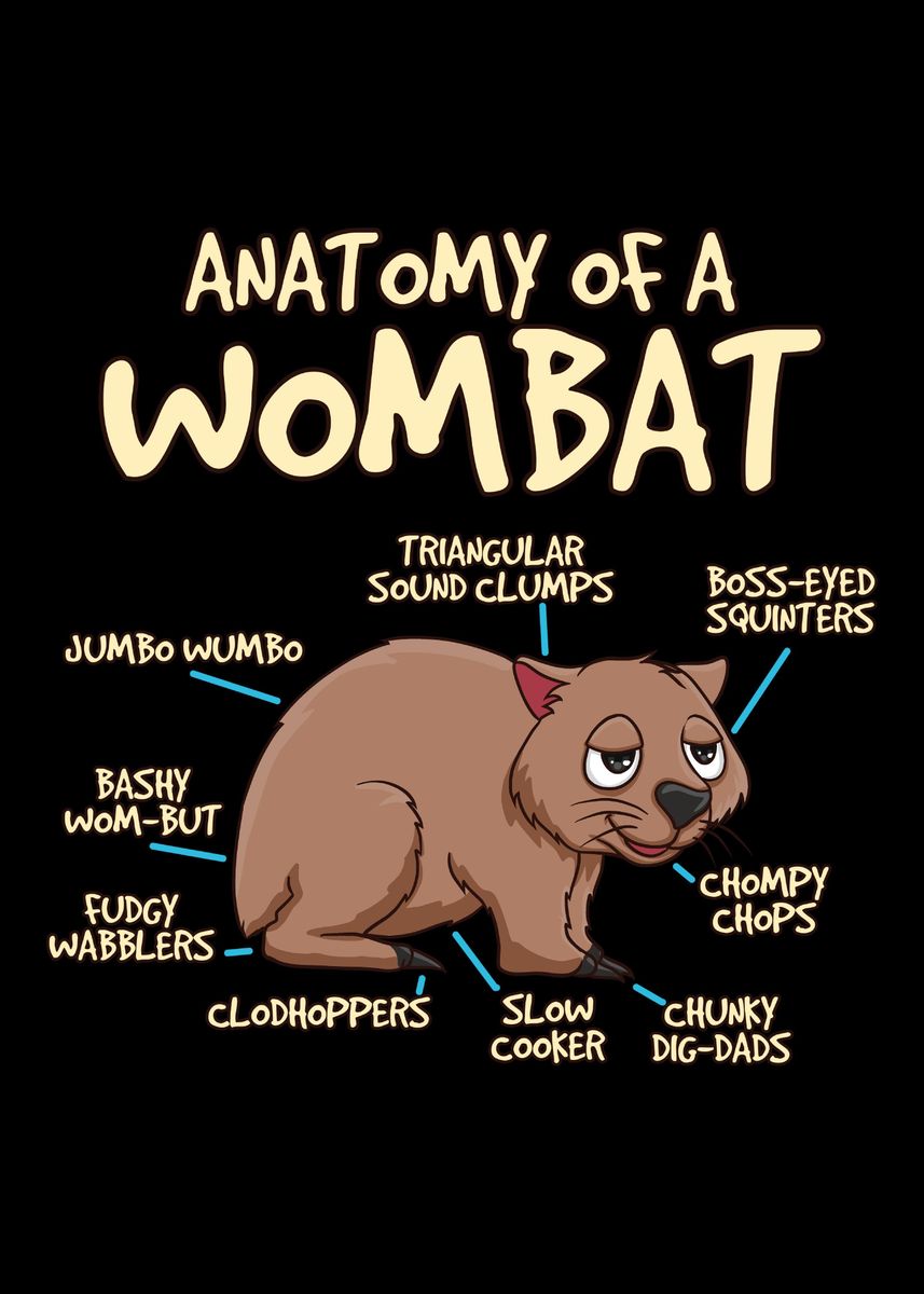 'Anatomy Of A Wombat' Poster, picture, metal print, paint by Hexor ...
