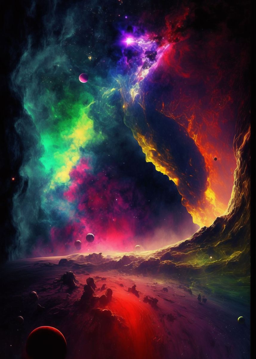 'Collapsion of Planets 4' Poster, picture, metal print, paint by ...