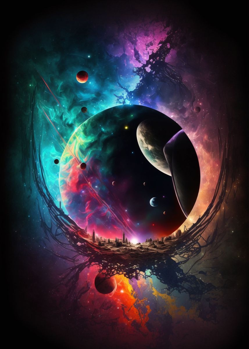 'Collapsion of Planets 5' Poster, picture, metal print, paint by ...