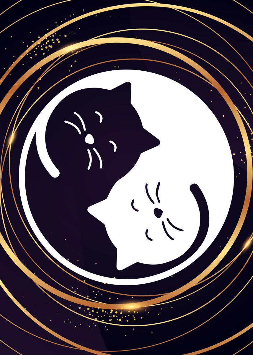 'Yin Yang Cats' Poster, picture, metal print, paint by crbn design ...