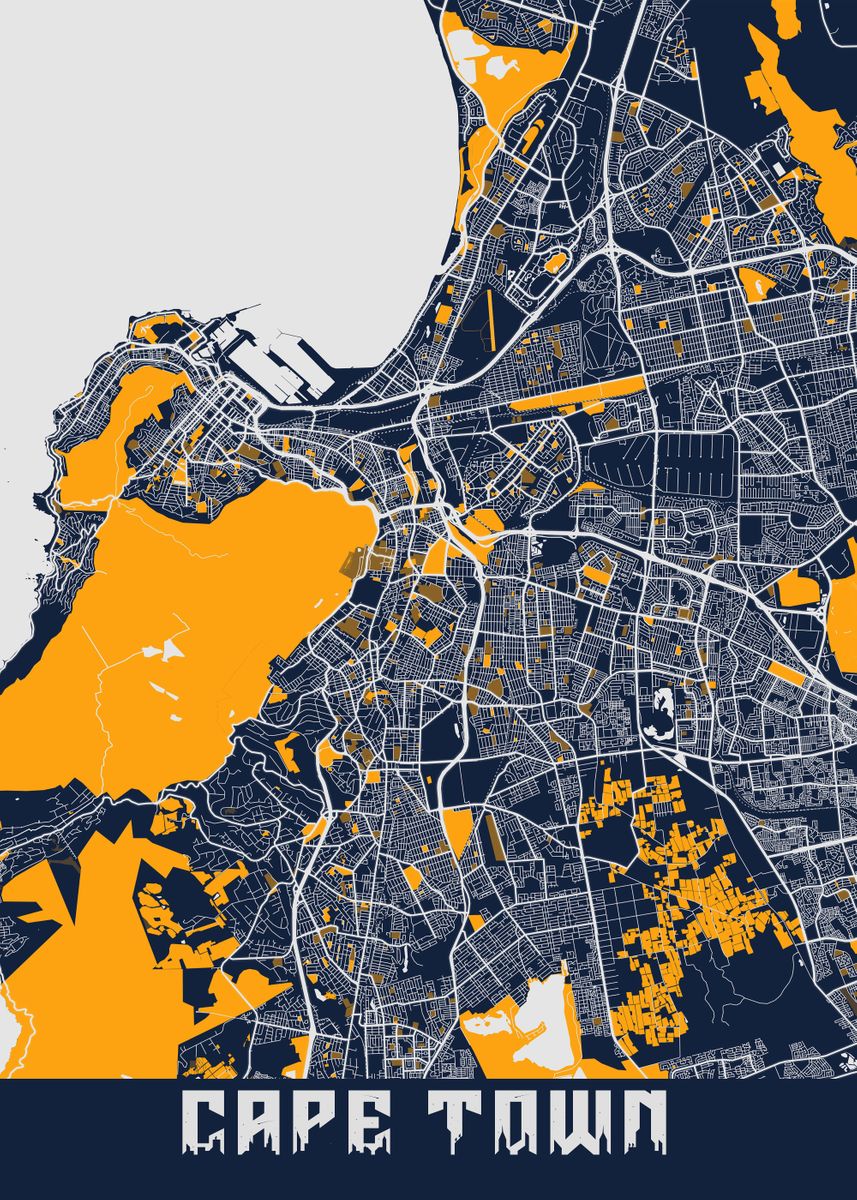 'Cape Town Map' Poster, picture, metal print, paint by Mccyle Khan ...