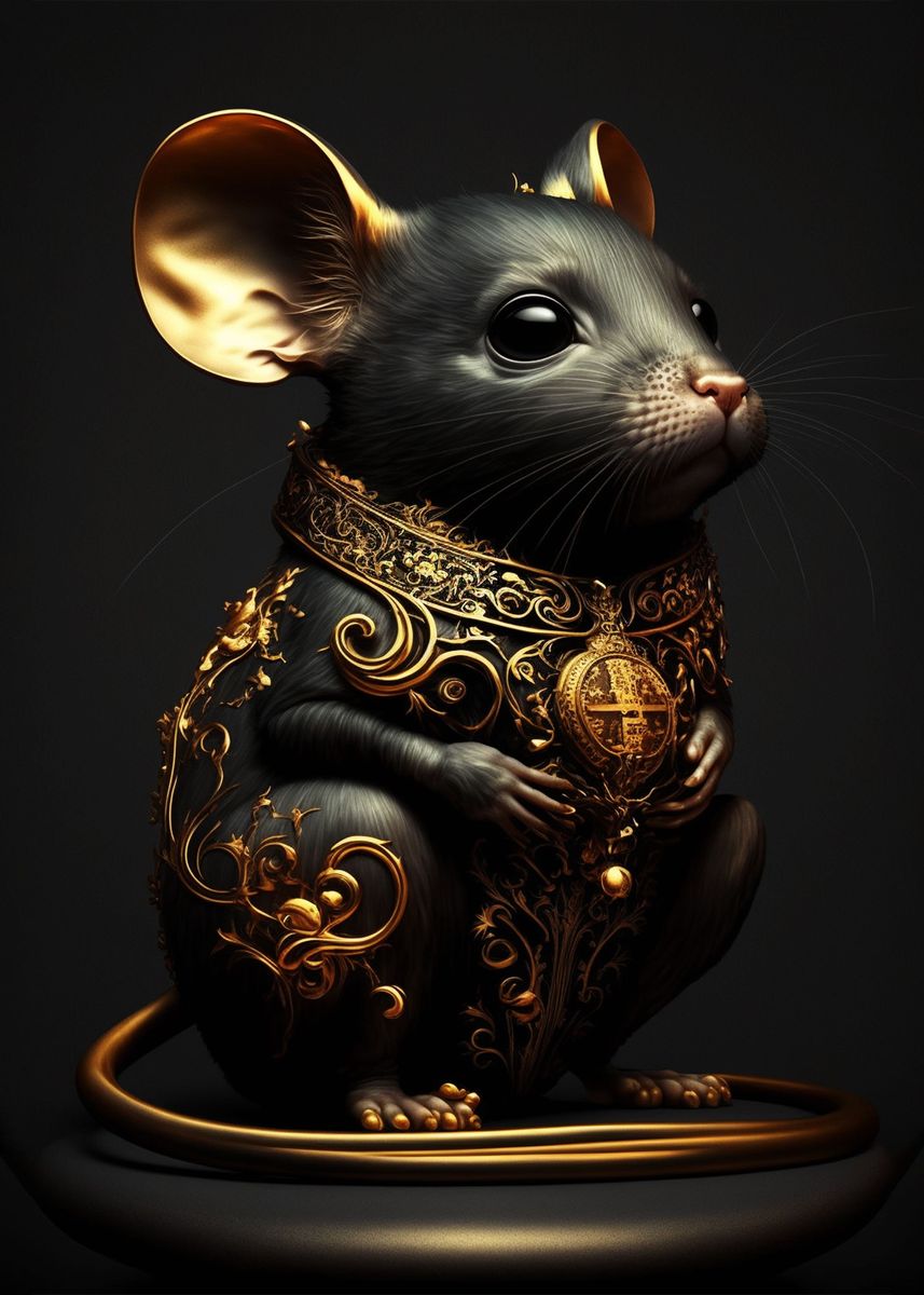 'Black and Gold Mouse' Poster, picture, metal print, paint by OhadOron ...