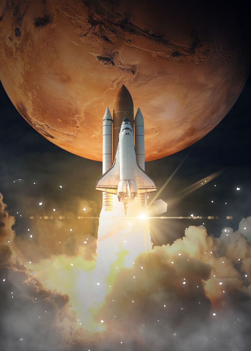 'rocket launch surreal' Poster, picture, metal print, paint by noer ...