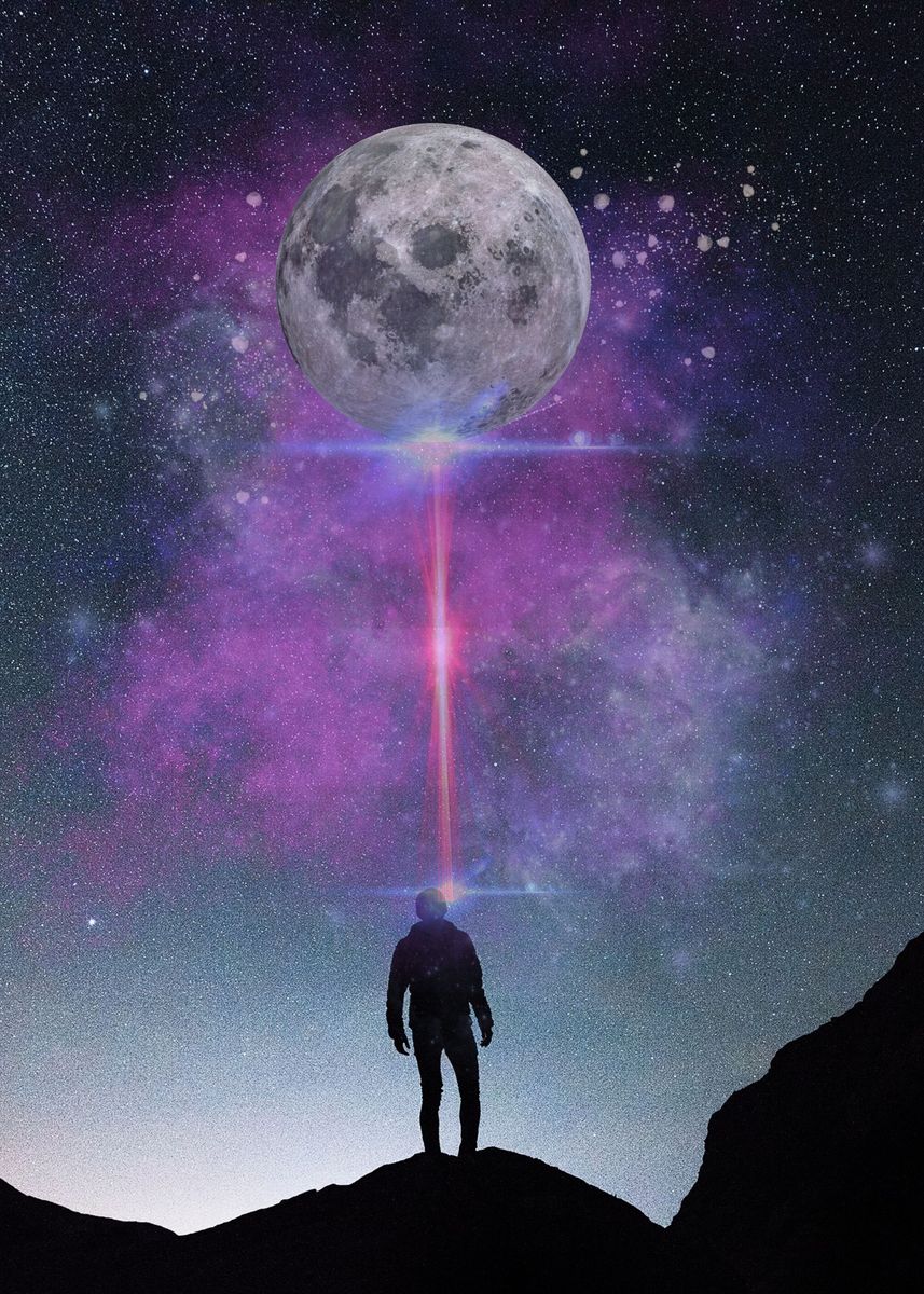 'Moon laser man' Poster, picture, metal print, paint by noer thoif ...