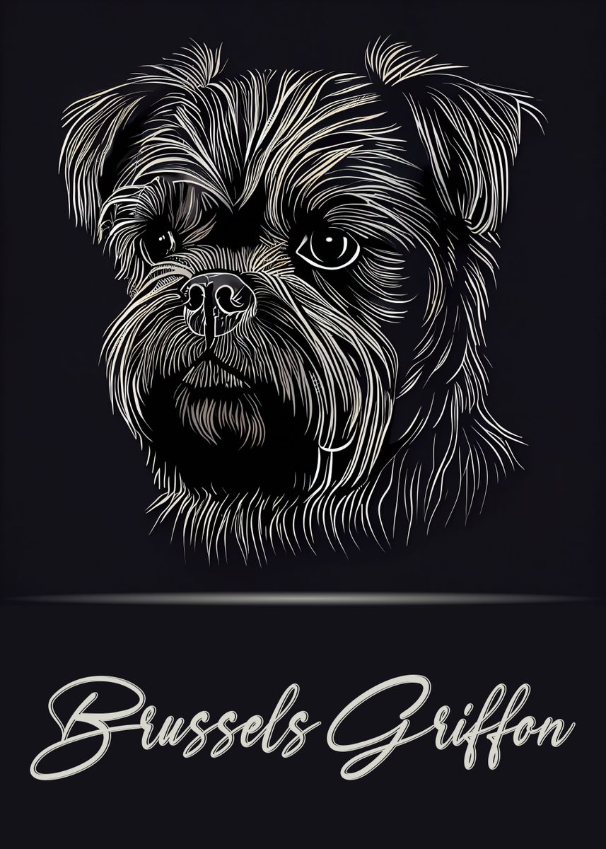 'Brussels Griffon Portrait' Poster, picture, metal print, paint by Artistic Paradigms | Displate