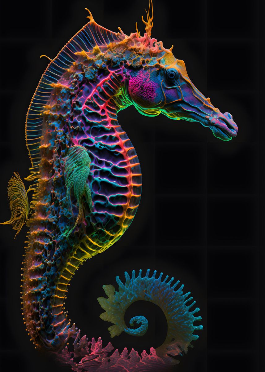 'Colorful Seahorse' Poster, picture, metal print, paint by David ...